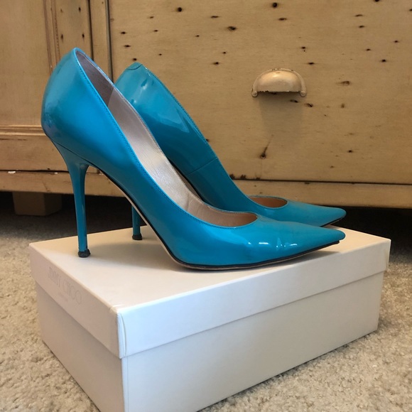 Jimmy Choo | Shoes | Jimmy Choo Patent Leather Turquoise Pumps | Poshmark